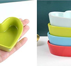 FUYU Colorful Heart Shaped Ceramic Ramekin Bowls Souffle Dishes Pudding Cups Snack Dishes Dipping Bowls