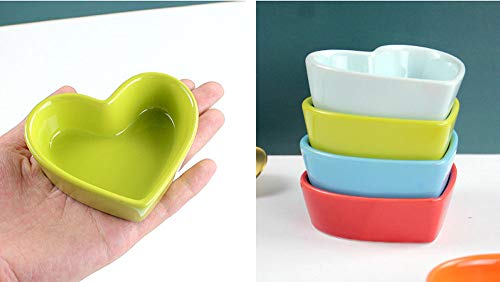 FUYU Colorful Heart Shaped Ceramic Ramekin Bowls Souffle Dishes Pudding Cups Snack Dishes Dipping Bowls