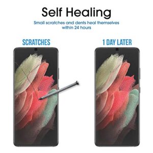 (2 Pack) amFilm Elastic Skin Screen Protector for Samsung Galaxy S21 Ultra 5G 6.8 inch, Fingerprint ID Compatible, with Easy Installation Alignment Tool and Video, HD Clear, TPU Film Full Coverage