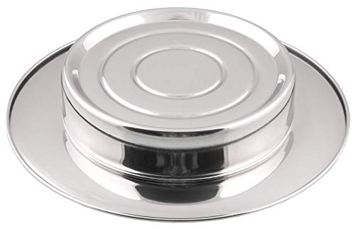 Communion Ware Holy Wine Serving Tray with A Lid & A Stacking Bread Plate with A Lid - Stainless Steel (Mirror/Silver)