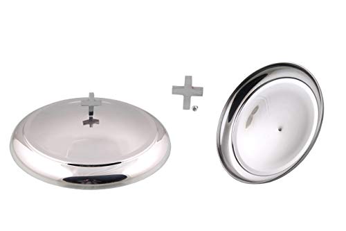 Communion Ware Holy Wine Serving Tray with A Lid & A Stacking Bread Plate with A Lid - Stainless Steel (Mirror/Silver)