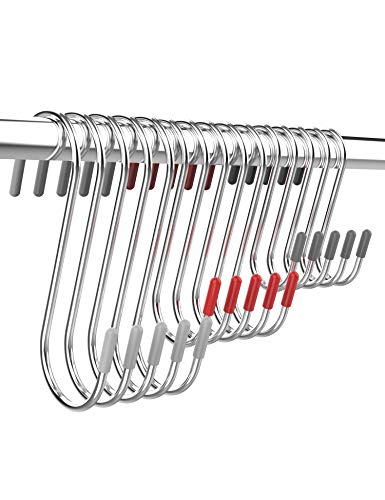 NewFamily 24-Pack S Hooks for Hanging,S Hooks Heavy Duty for Hanging Clothes,S Hook for Kitchen,Wardrobe,Work Shop,Bathroom,Garden,Office