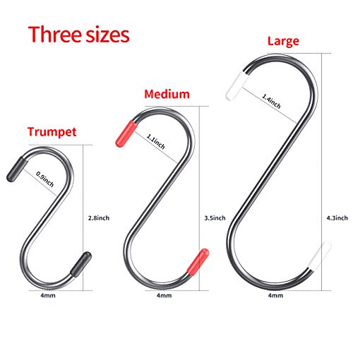 NewFamily 24-Pack S Hooks for Hanging,S Hooks Heavy Duty for Hanging Clothes,S Hook for Kitchen,Wardrobe,Work Shop,Bathroom,Garden,Office