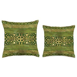 Creativemotions Irish Shamrock Four-Leaf Clover Throw Pillow, 16x16, Multicolor