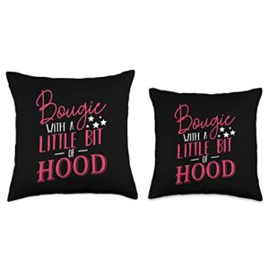 Bougie With A Little Bit of Hood Black Girl Magic Bougie with A Little Bit of Hood Funny Black Girl Magic Tee Throw Pillow, 16x16, Multicolor