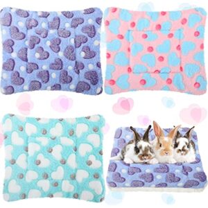 jetec 3 pieces guinea pig bed mat rabbit warm bed hamster bedding winter hamster sleep pad for bunny hamster squirrel hedgehog chinchilla, 3 colors (heart)