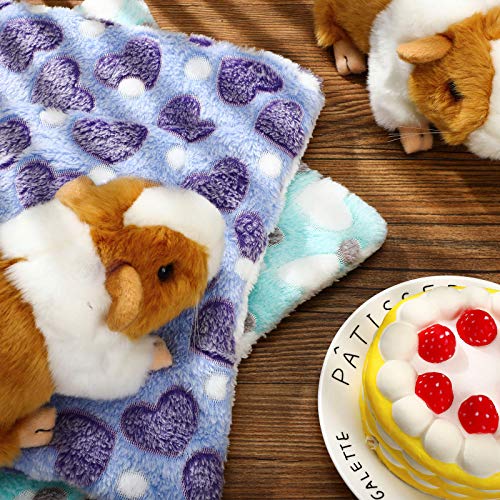 Jetec 3 Pieces Guinea Pig Bed Mat Rabbit Warm Bed Hamster Bedding Winter Hamster Sleep Pad for Bunny Hamster Squirrel Hedgehog Chinchilla, 3 Colors (Heart)