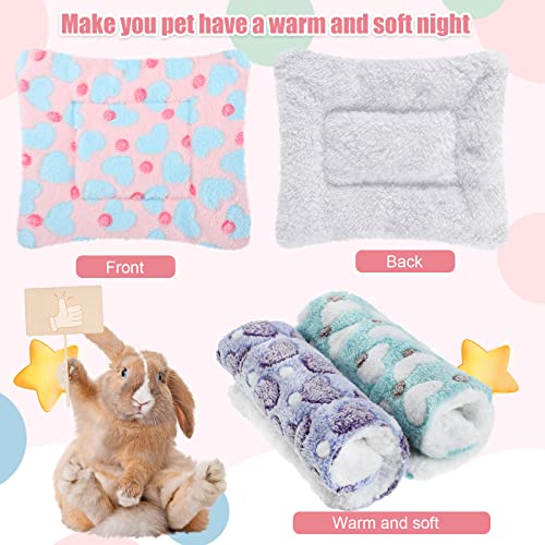 Jetec 3 Pieces Guinea Pig Bed Mat Rabbit Warm Bed Hamster Bedding Winter Hamster Sleep Pad for Bunny Hamster Squirrel Hedgehog Chinchilla, 3 Colors (Heart)