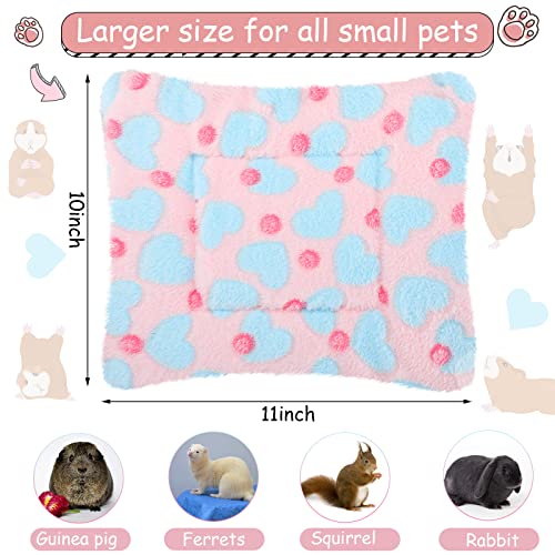 Jetec 3 Pieces Guinea Pig Bed Mat Rabbit Warm Bed Hamster Bedding Winter Hamster Sleep Pad for Bunny Hamster Squirrel Hedgehog Chinchilla, 3 Colors (Heart)