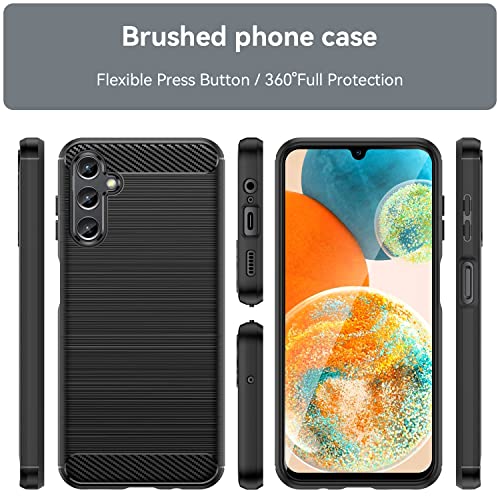 GSDCB Case for Samsung Galaxy A14 5G Case, Samsung A14 5G Case with Tempered Glass Screen Protector, Brushed Texture Soft Flexible TPU Slim Fit Shockproof Phone Cover for Women Men (Black)