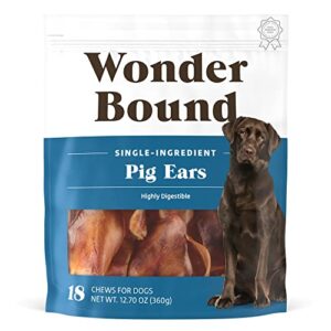 amazon brand – wonder bound pig ears dog treats, pack of 18