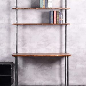 Diwhy Industrial Style Office Decor,Computer Desk 47.2"×20"×79" with 2-Tier Storage Pipe Shelves,Bookshelf Laptop Desk,Studying Writing Table Workstation with Hutch for Home Ofiice