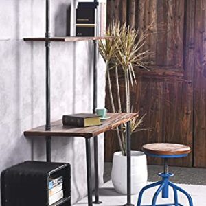 Diwhy Industrial Style Office Decor,Computer Desk 47.2"×20"×79" with 2-Tier Storage Pipe Shelves,Bookshelf Laptop Desk,Studying Writing Table Workstation with Hutch for Home Ofiice