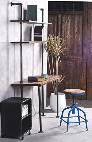 Diwhy Industrial Style Office Decor,Computer Desk 47.2"×20"×79" with 2-Tier Storage Pipe Shelves,Bookshelf Laptop Desk,Studying Writing Table Workstation with Hutch for Home Ofiice