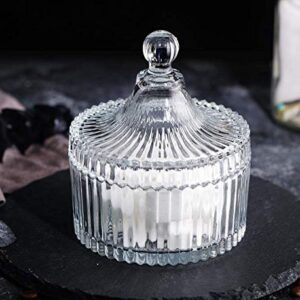 1PCS 300ml/10oz Tent Shaped Crystal Glass Candy Dish with Lid Candy Box Sugar Bowl Jar Biscuit Barrel Candy Buffet Storage Container for Home Office Desk Decor