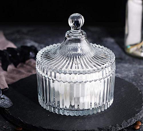 1PCS 300ml/10oz Tent Shaped Crystal Glass Candy Dish with Lid Candy Box Sugar Bowl Jar Biscuit Barrel Candy Buffet Storage Container for Home Office Desk Decor