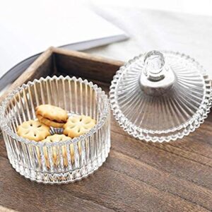 1PCS 300ml/10oz Tent Shaped Crystal Glass Candy Dish with Lid Candy Box Sugar Bowl Jar Biscuit Barrel Candy Buffet Storage Container for Home Office Desk Decor