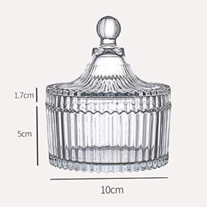 1PCS 300ml/10oz Tent Shaped Crystal Glass Candy Dish with Lid Candy Box Sugar Bowl Jar Biscuit Barrel Candy Buffet Storage Container for Home Office Desk Decor