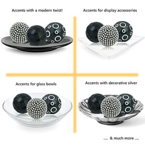 U'Neeque Collections Beautiful Handmade Black Small Decorative Balls for Bowls - Decorative Balls Set of 3”x 3 pcs, Accent Decor Great for Trays & Vases