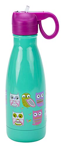 Boston Warehouse Owl Kids Insualted Water Bottle, 10 ounce, Teal