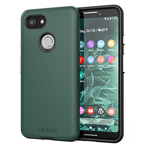 Crave Dual Guard for Google Pixel 3 Case, Shockproof Protection Dual Layer Case for Google Pixel 3 - Forest Green