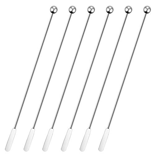 6 Pcs Cocktail Paddle Drink Stirrers, Stainless Steel Coffee Stirrers Reusable Beverage Swizzle Stick for Bar Party Home Office