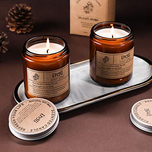 Engli Scented Candles, 7 oz | 40 Hour Long Lasting Soy Candle, English Pear & Freesia, Natural Soy Relaxing Highly Aromatherapy Candles for Home Men Women Office GIF