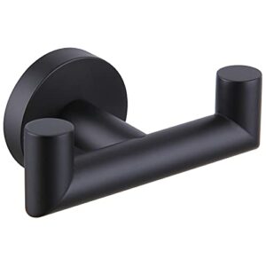 angle simple double towel hook matte black, stainless steel bathroom robe towel holder, hand towel hanger for wall