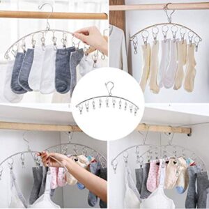 Laundry Drying Rack Clothes Hanger with 10 Clips, Stainless Steel Sock Drying Rack, Sock Hangers Clip and Drip Hanger for Drying Socks, Bras, Gloves, Towels, Baby Clothes, 3Pcs