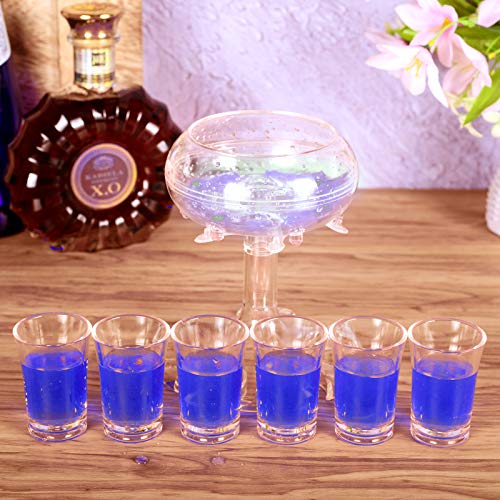 6 Shot Glass Dispenser and Holder, Dispenser for Filling Liquids with 6 Pcs 1.2oz Acrylic Cup for Bar Shot, Wine, Cocktail and Whiskey Dispenser