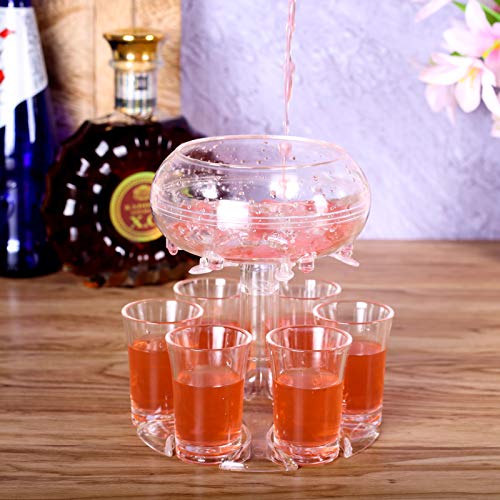 6 Shot Glass Dispenser and Holder, Dispenser for Filling Liquids with 6 Pcs 1.2oz Acrylic Cup for Bar Shot, Wine, Cocktail and Whiskey Dispenser