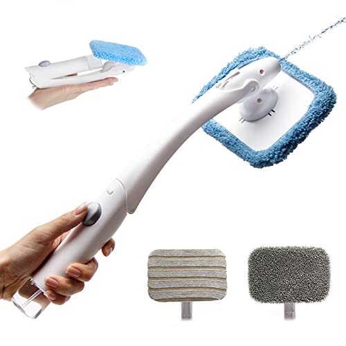 Car Duster Kit Spray Glass Windshield Cleaning Tool Defogging Foldable Handle 360° Pivoting Head Brush and 3 Reusable Microfiber Cleaning Bonnets for Interior Exterior Glass Screens Scratch Lint Free