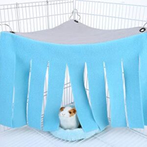 Mogoko Small Animal Hidey Curtain and Bed Pads, Warm Sleep Mat and Corner Fleece Forest Hideout for Rabbit, Chinchillas, Hedgehogs, Guinea Pigs, Hamster