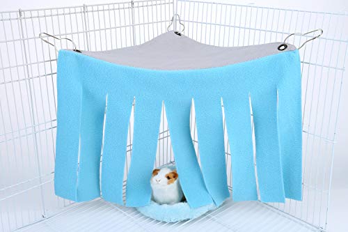 Mogoko Small Animal Hidey Curtain and Bed Pads, Warm Sleep Mat and Corner Fleece Forest Hideout for Rabbit, Chinchillas, Hedgehogs, Guinea Pigs, Hamster