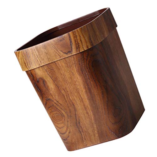 Wakauto Office Trash Cans Bamboo Trash Cans Wooden Trash Can Bamboo Garbage Can Vintage Waste Bin Wastebasket for Home Office Trash Container Ornament Container