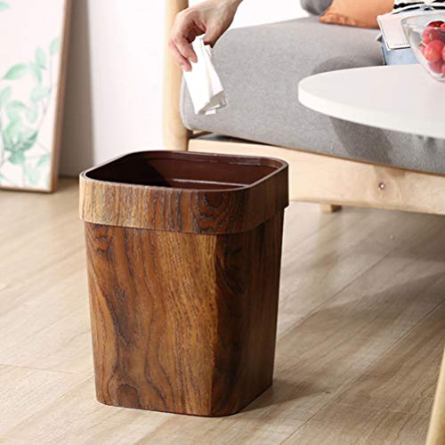 Wakauto Office Trash Cans Bamboo Trash Cans Wooden Trash Can Bamboo Garbage Can Vintage Waste Bin Wastebasket for Home Office Trash Container Ornament Container