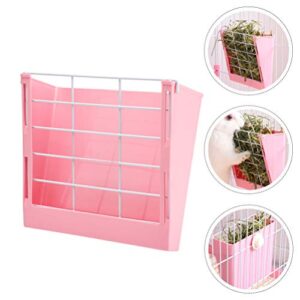 POPETPOP Wood Hay Feeder Rack for Guinea Pig Rabbit Bunny Food Manager Grass Holder for Small Pet Chinchilla Hamster Ferret Pink