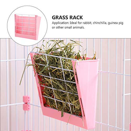 POPETPOP Wood Hay Feeder Rack for Guinea Pig Rabbit Bunny Food Manager Grass Holder for Small Pet Chinchilla Hamster Ferret Pink