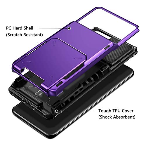 Vofolen for Galaxy S21 Ultra Case Wallet 4-Card Flip Cover Credit Card Holder Slot Back Pocket Dual Layer Protective Hybrid Hard Shell Bumper Armor Case for Samsung S21 Ultra 6.8 Purple