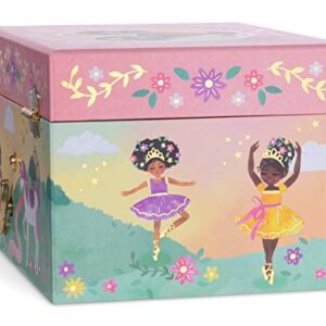 Jewelkeeper Girl's Musical Jewelry Storage Box with Black Ballerina, Little Queen Design with Gold Foil, Swan Lake Tune