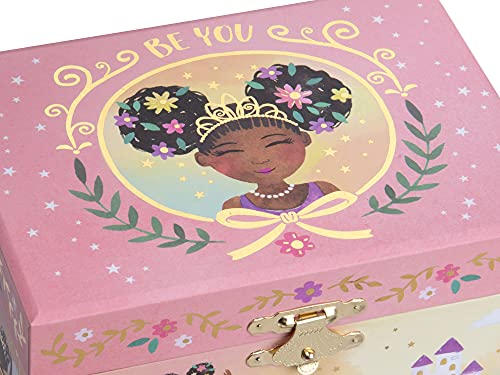 Jewelkeeper Girl's Musical Jewelry Storage Box with Black Ballerina, Little Queen Design with Gold Foil, Swan Lake Tune