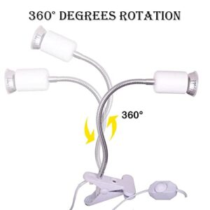 Reptile Heat Lamp, UVB Bulb, UVB Reptile Light Fixture, UVA UVB Reptile Light, Aquatic Turtle Heating Lamp, Turtle Aquarium Tank Heating Lamps Holder & Switch with 4 Heat Bulbs-White