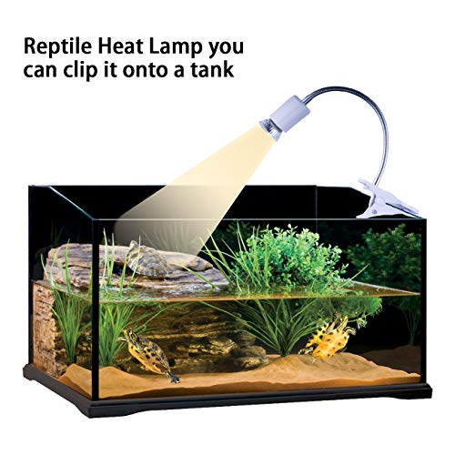 Reptile Heat Lamp, UVB Bulb, UVB Reptile Light Fixture, UVA UVB Reptile Light, Aquatic Turtle Heating Lamp, Turtle Aquarium Tank Heating Lamps Holder & Switch with 4 Heat Bulbs-White