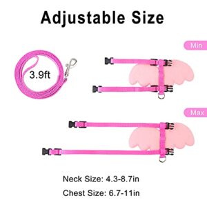 Filhome 2 Pack Adjustable Rabbit Bunny Harness and Leash Set with Wings, Vest Harness for Rabbit Ferret Bunny Kitten Guinea Pig Walking(XS/Blue and Pink)