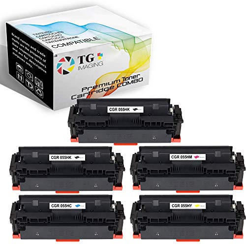 (5-Pack, Extra Black) TG Imaging Compatible 055H Toner Cartridge Replacement for Canon 055 High Page Yield Toner (2B/C/Y/M) for Color imageCLASS MF740C MF741Cdw LBP664Cdw Toner Printer