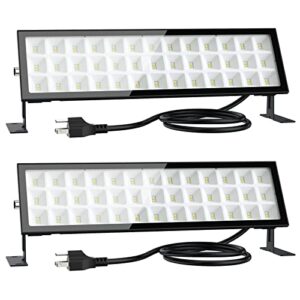 onforu 2 pack 72w led shop light for garage 600w equiv, 6500lm led work light, ip66 waterproof outdoor flood light with plug, 6000k daylight white led high bay light for workshop yard garage factory