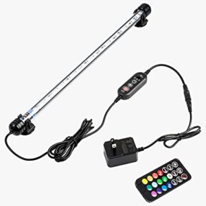 NICREW Submersible RGB Aquarium Light, Underwater Fish Tank Light with Timer Function, Multicolor LED Light with Remote Controller, 15 Inches