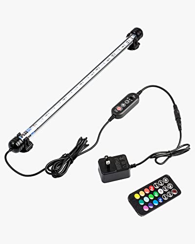 NICREW Submersible RGB Aquarium Light, Underwater Fish Tank Light with Timer Function, Multicolor LED Light with Remote Controller, 15 Inches