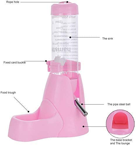 BINX (125ML, Pink) Water Dispenser Automatic pet Bottle for Hamsters, Rats, Guinea Pigs, White Rabbits and Small Animals