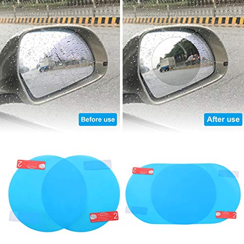 shlutesoy 2Pcs Car Rearview Mirror Film,Clear Waterproof Anti Fog Car Rearview Mirror Protective Film Rain Shield Oval 2pcs